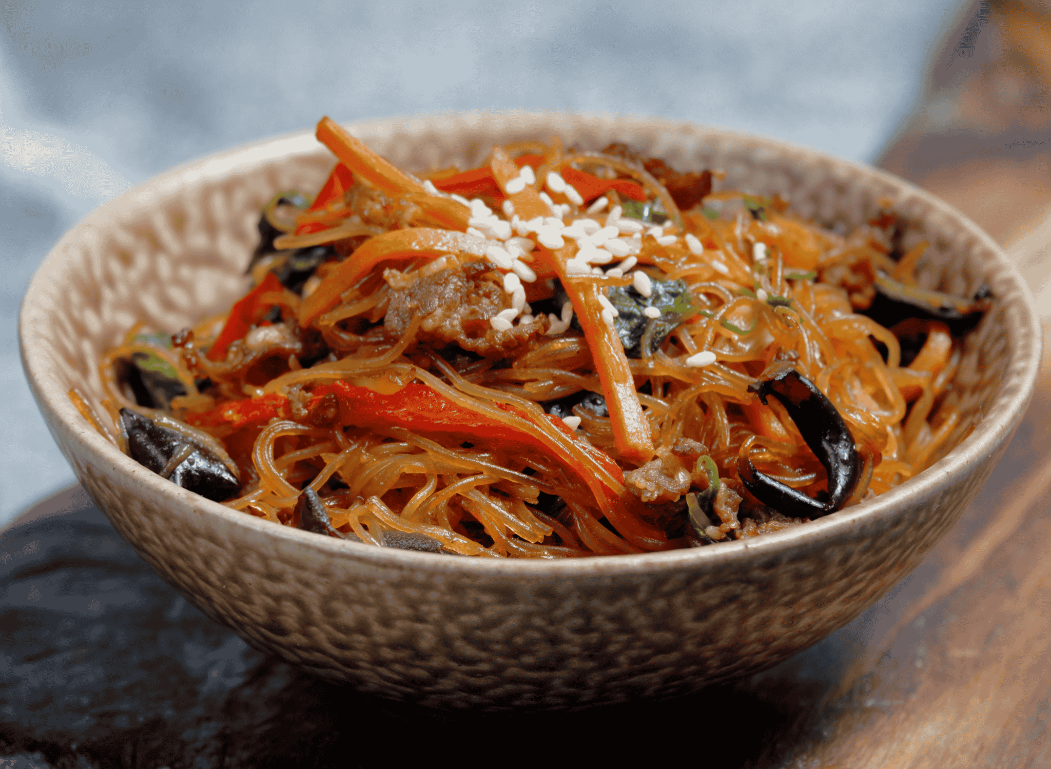 Korean Japchae (Stir Fried Glass Noodles) | DelishGlobe