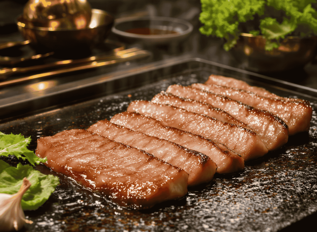 Korean Samgyeopsal (Grilled Pork Belly) | DelishGlobe