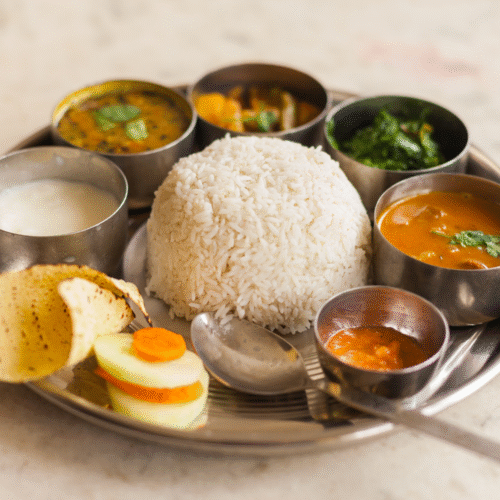 Nepali Dal Bhat (Lentil and Rice Platter) | DelishGlobe